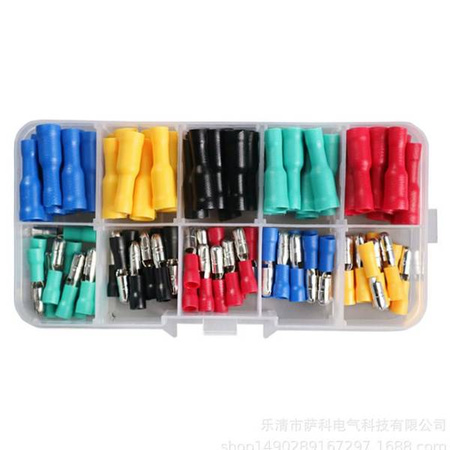 Set of 100 pcs - Male Female Cylindrical Automotive Connector 0.5-1 ...
