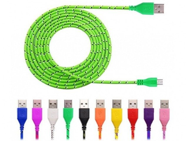 USB cable 300cm - Nylon-Braided, Round - USB - Micro USB - for Phone ...