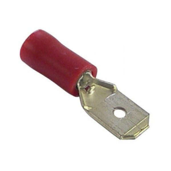 6.3mm Insulated Flat Male Spade Connector - for 1-2.5mm2 Cable - Red ...