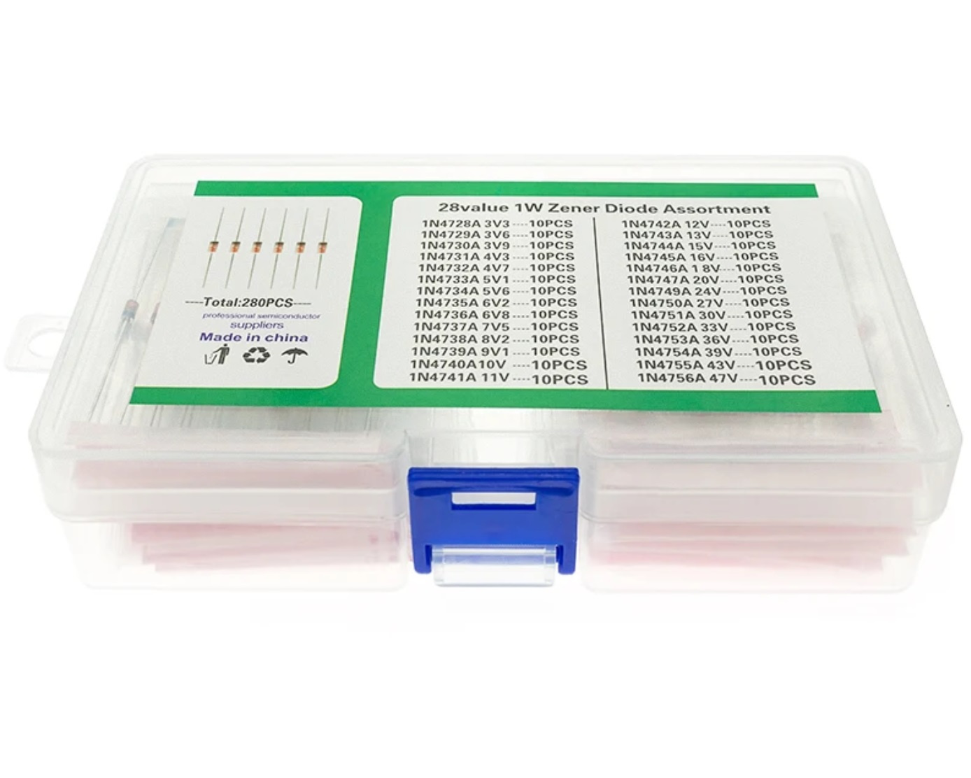 28 Values 1W Zener Diode Assortment Kit - 280 pcs | Electronics ...
