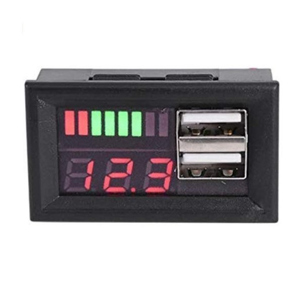 Panel Charge Indicator + DC 12V Voltage Meter + 2 x USB 5V / 3A Charger ...