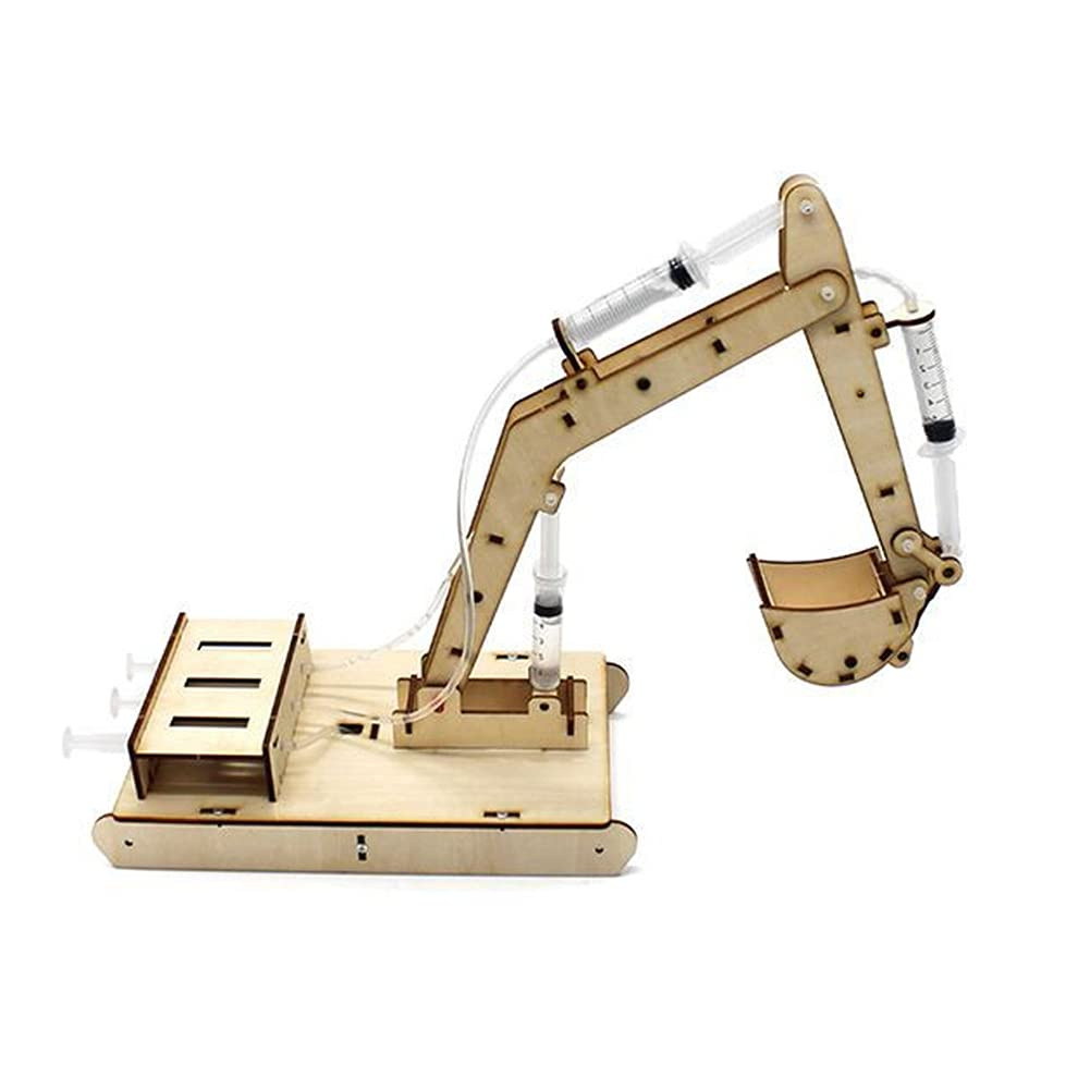 DIY Mini Wooden Hydraulic Excavator Model - Syringe-Operated Excavator ...