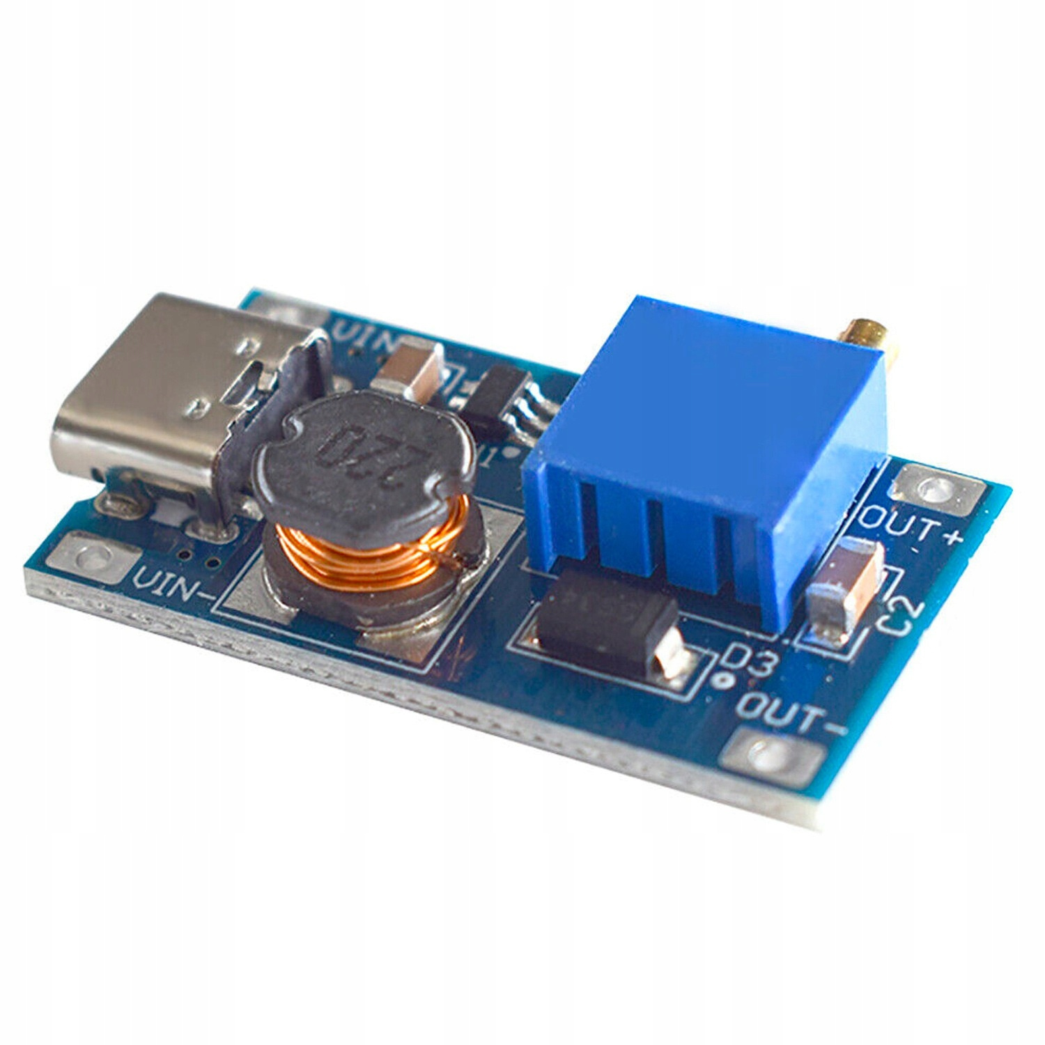 MT3608 2A 4-28V DC-DC Adjustable Step-Up Voltage Converter with USB-C ...