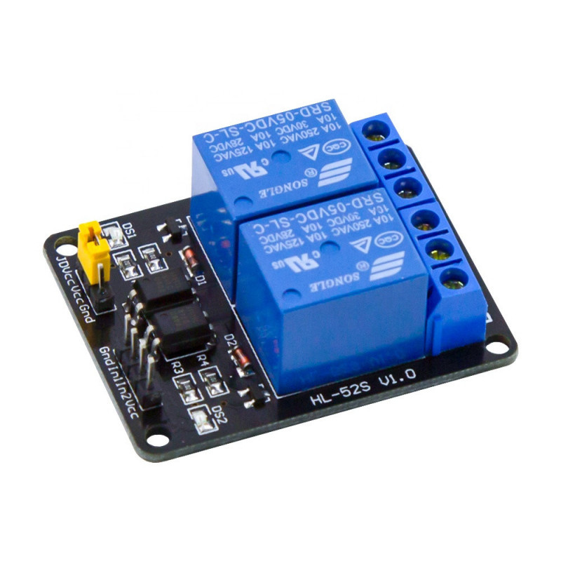 2-channel 5V 10A/250V AC Relay Module Arduino - Low Level Trigger ...