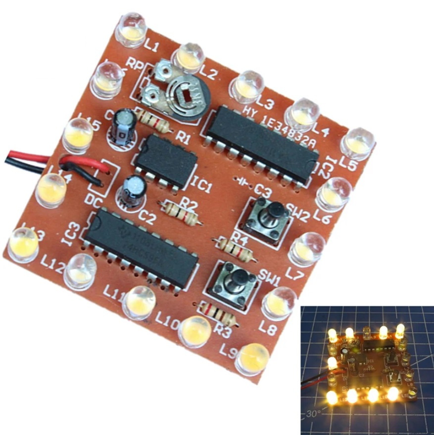 16 Channel Water Flowing Lights with NE555 , 74HC595 Chips - DIY Kit ...