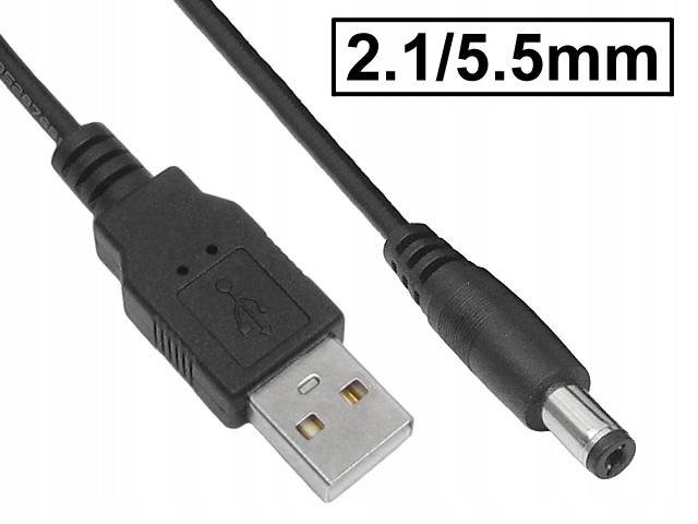 USB-A Male to DC 2.1/5.5 Male 1 m Adapter Cable | Cables, Plugs ...